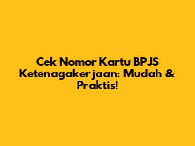 Cek Nomor Kartu BPJS Ketenagakerjaan: Mudah & Praktis!