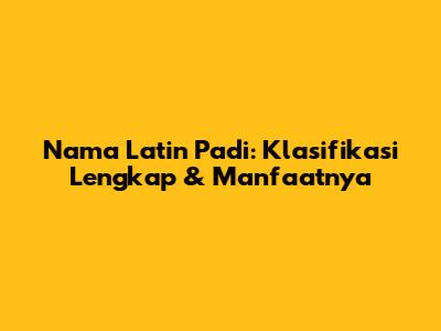 Nama Latin Padi: Klasifikasi Lengkap & Manfaatnya